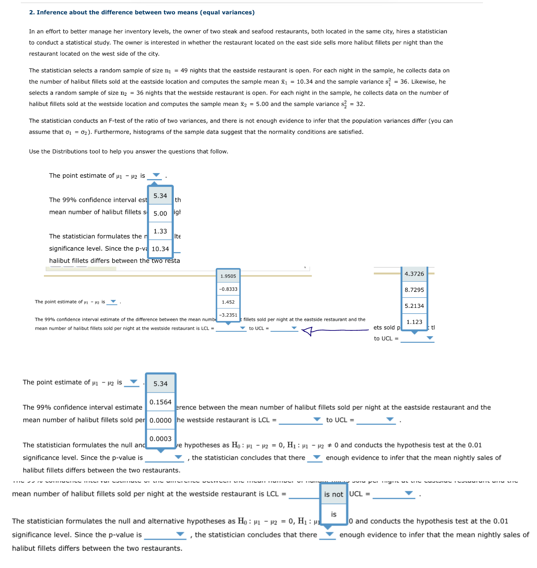 Solved Inference about the difference between two means | Chegg.com