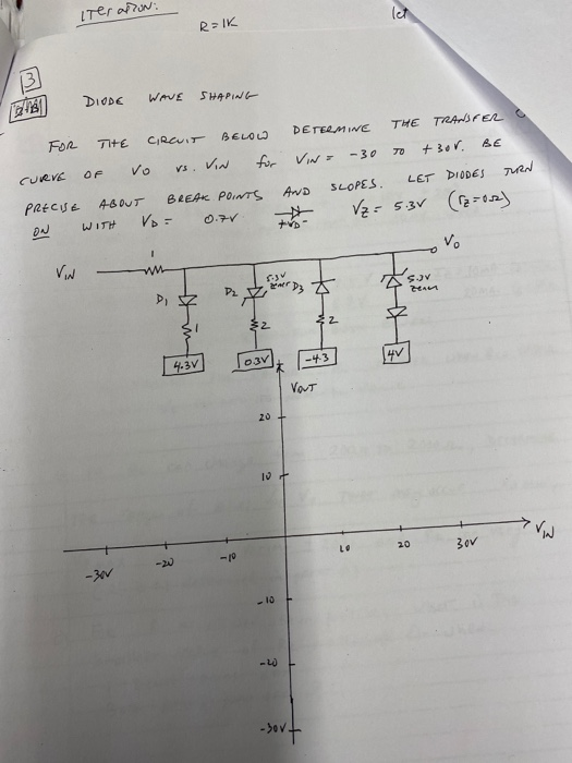Solved iter au R=1k 3 Tan DIODE WAVE SHAPING FOR THE CIRCUIT | Chegg.com