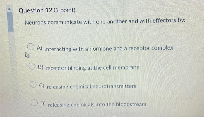 Solved Neurons communicate with one another and with | Chegg.com