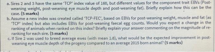 Solved A genetic evaluation report for terminal sire breeds | Chegg.com