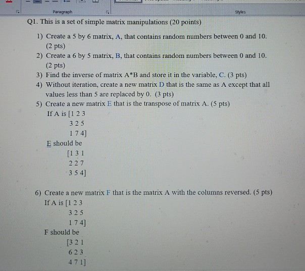 Solved - - - Paragraph Styles Q1. This is a set of simple | Chegg.com