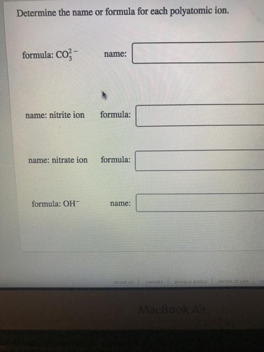 Solved Determine the name or formula for each polyatomic | Chegg.com