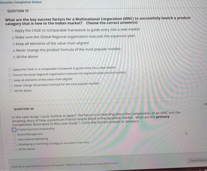 Solved Question Completion Status: QUESTION 19 What are the | Chegg.com