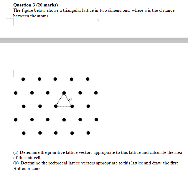 Solved (a) ﻿Determine the primitive lattice vectors | Chegg.com