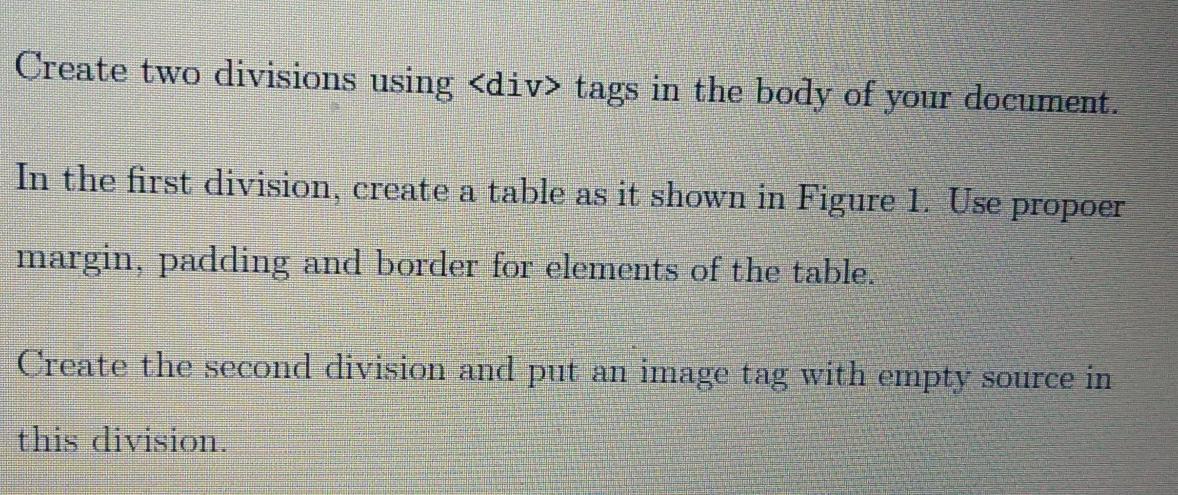 Solved Create two divisions using tags in the body of | Chegg.com