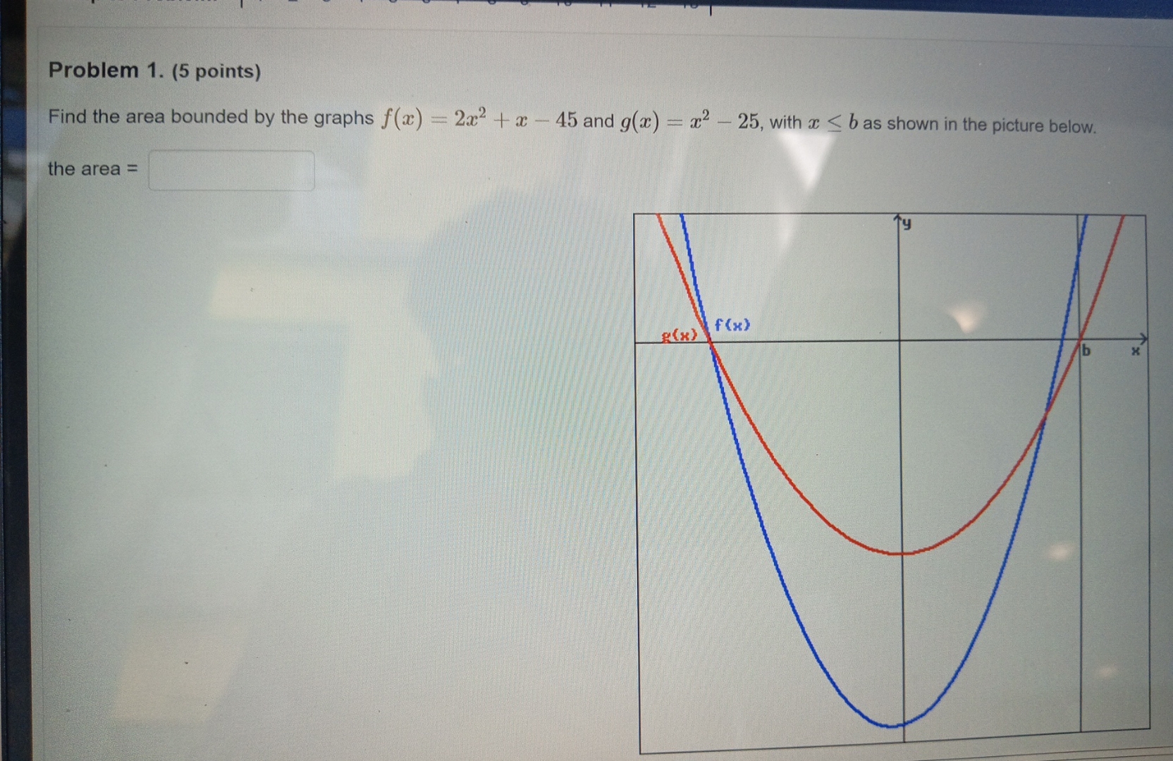 Solved Problem 1. (5 ﻿points)Find the area bounded by the | Chegg.com
