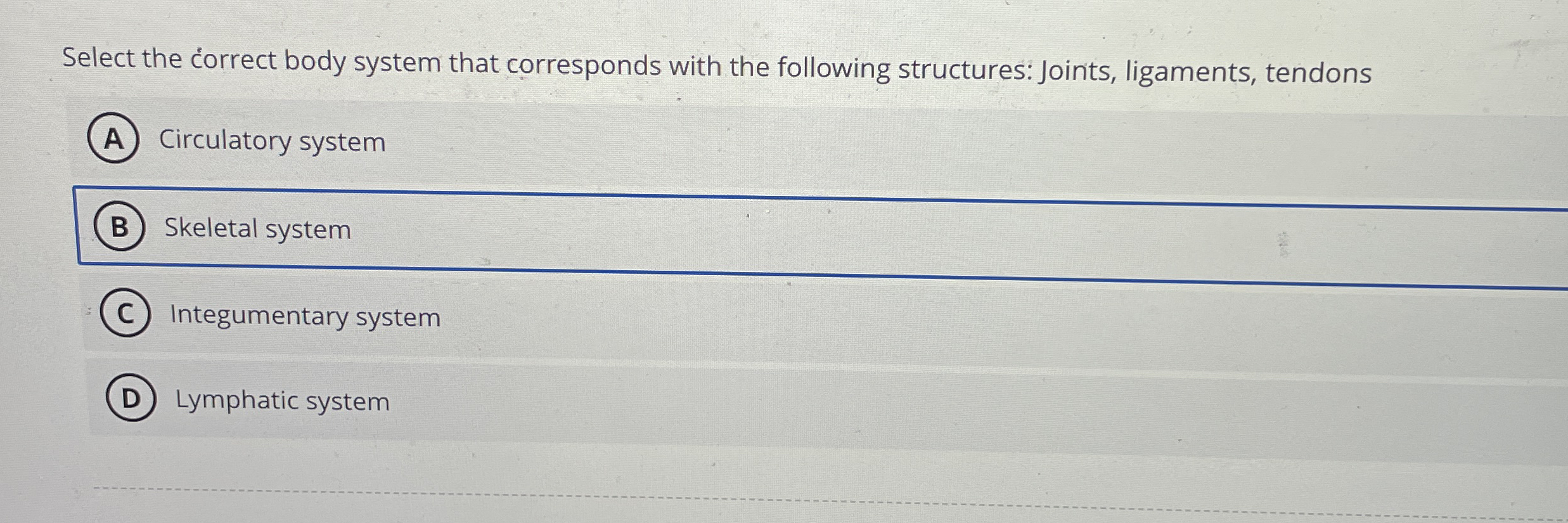 Solved Select the correct body system that corresponds with | Chegg.com