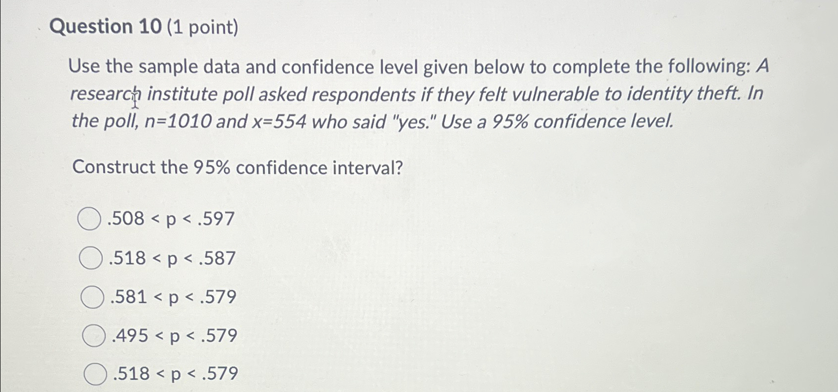 Solved Question 10 (1 ﻿point)Use the sample data and | Chegg.com
