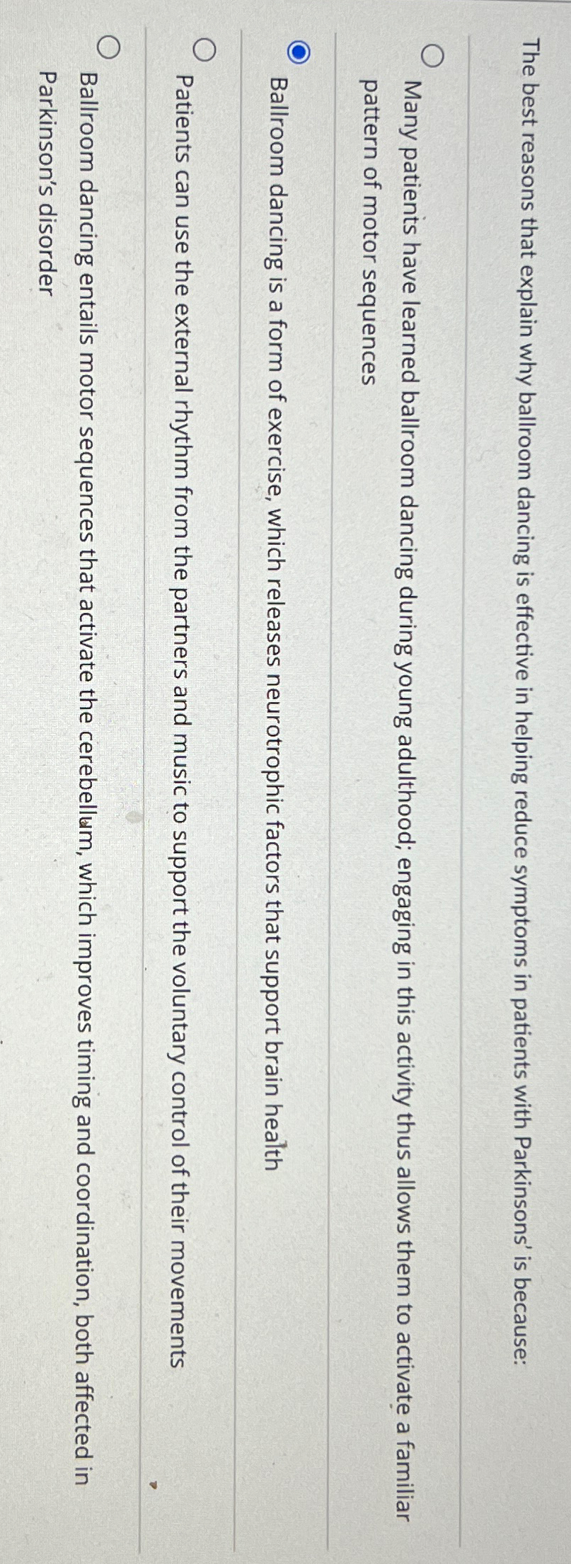 Solved The best reasons that explain why ballroom dancing is | Chegg.com