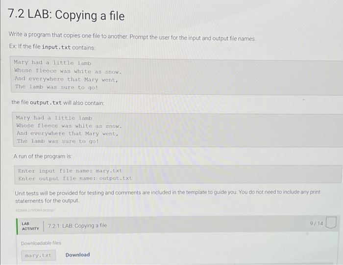 Solved Write A Program That Copies One File To Another