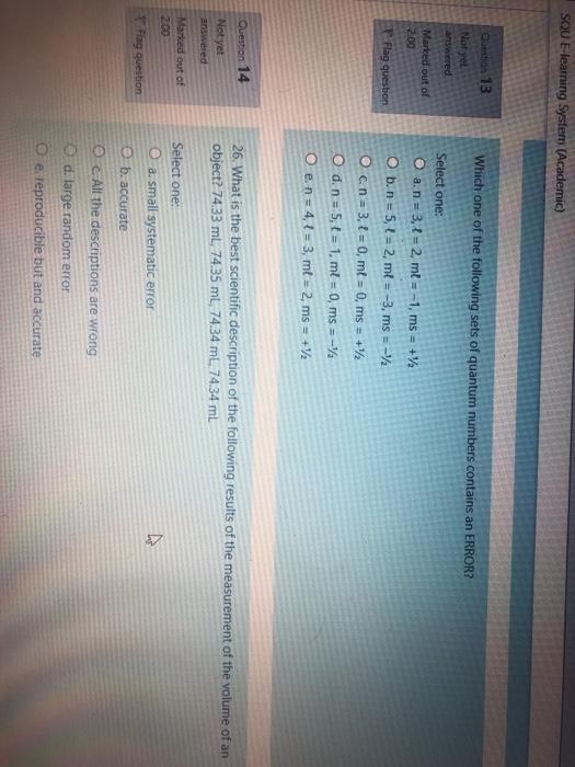 Solved SQU E-learning System (Academic) Question 13 Which | Chegg.com