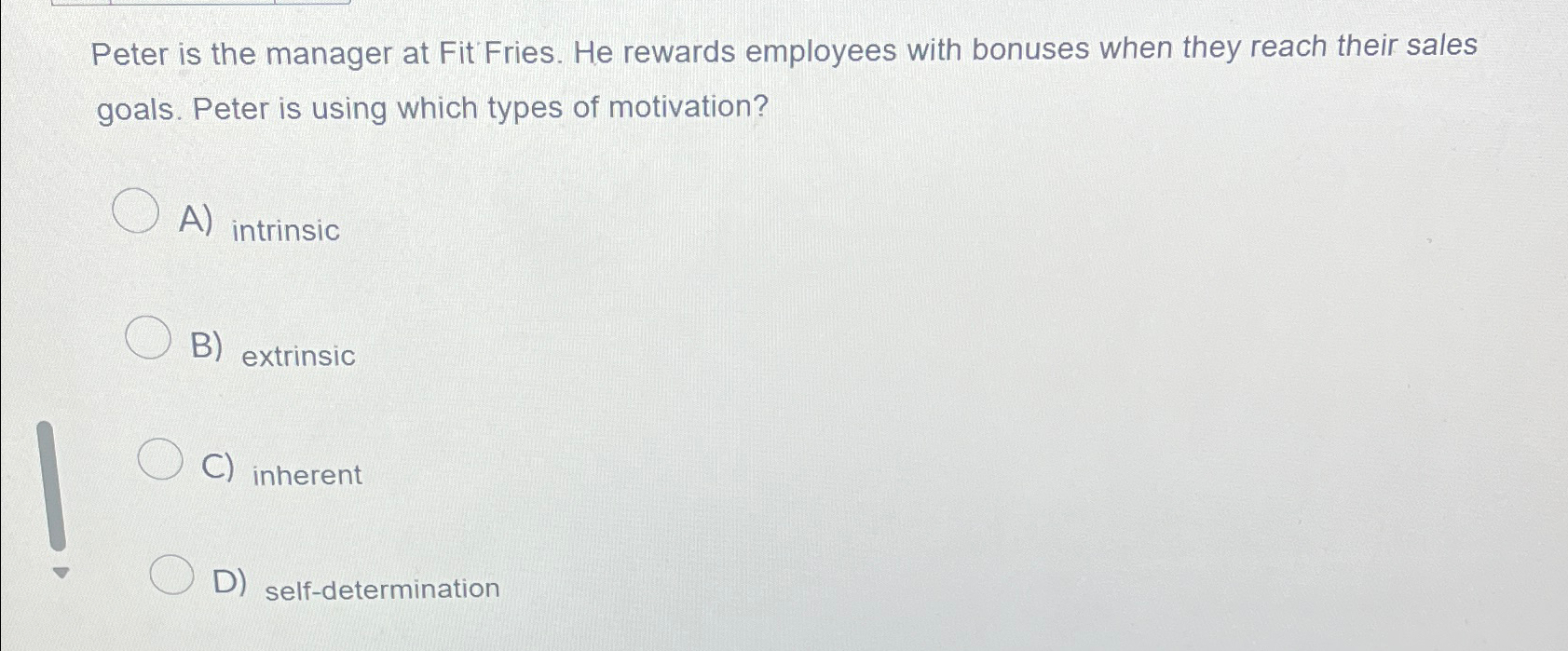 Solved Peter is the manager at Fit'Fries. He rewards | Chegg.com