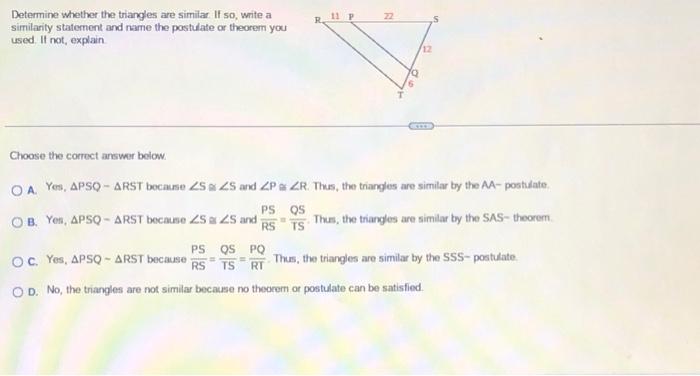 Solved Determine whether the triangles are similar. If so, | Chegg.com