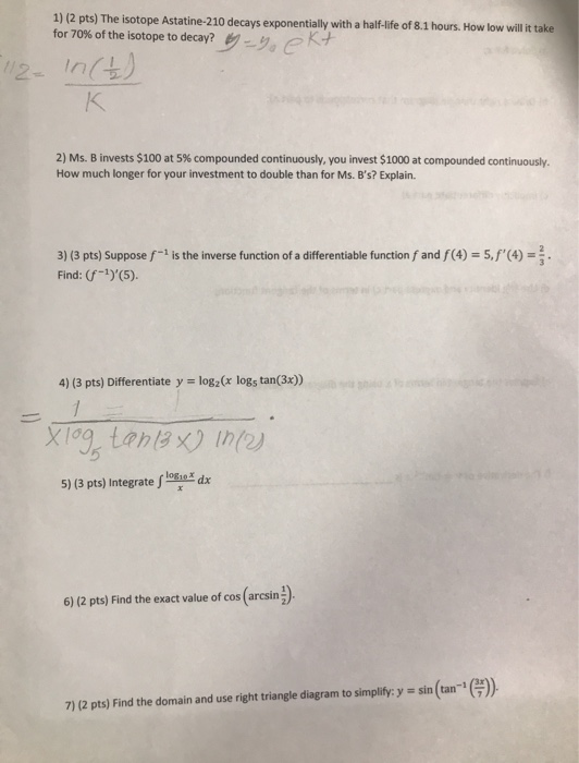 Solved 1) (2 pts) The isotope Astatine-210 decays | Chegg.com