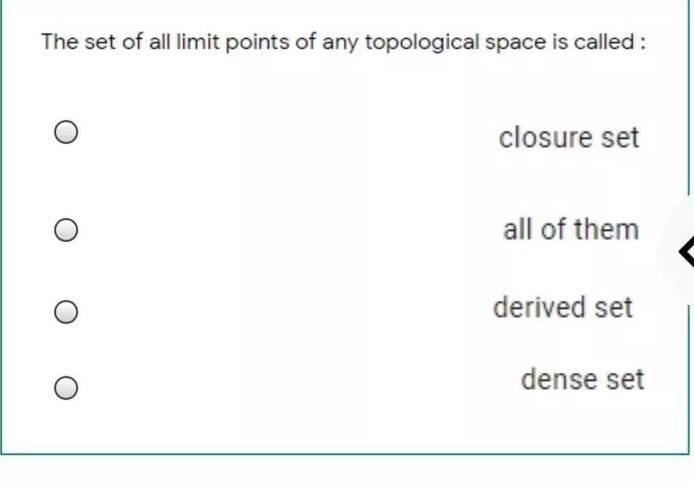 Solved The set of all limit points of any topological space | Chegg.com