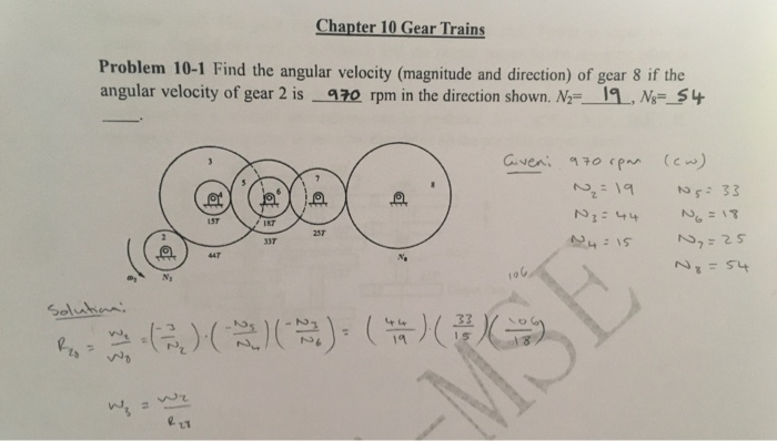 Solved Chapter 10 Gear Trains Problem 10-1 Find the angular | Chegg.com