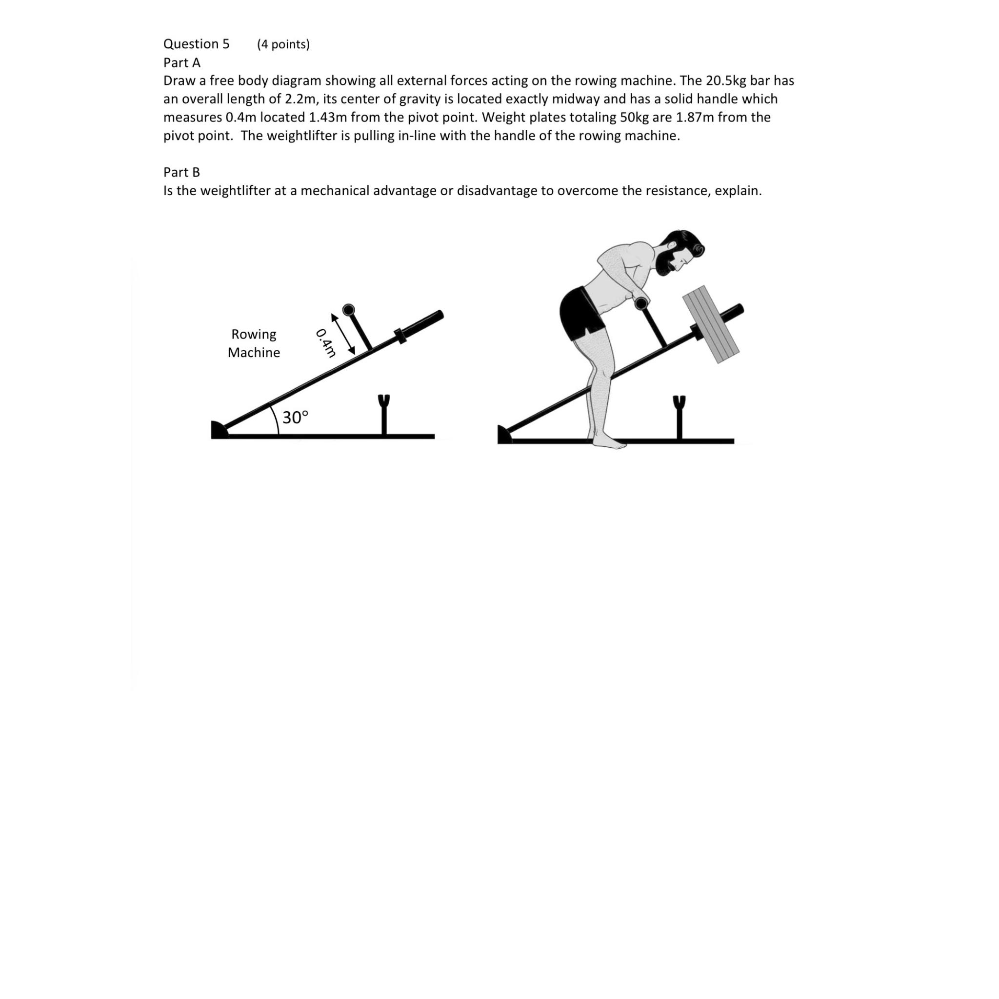 Solved Question 5(4 ﻿points)Part ADraw a free body diagram | Chegg.com