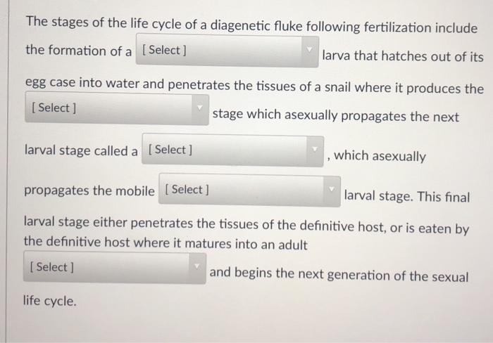 Solved options a) redia, pylidium, sporocyst, miracidium, | Chegg.com