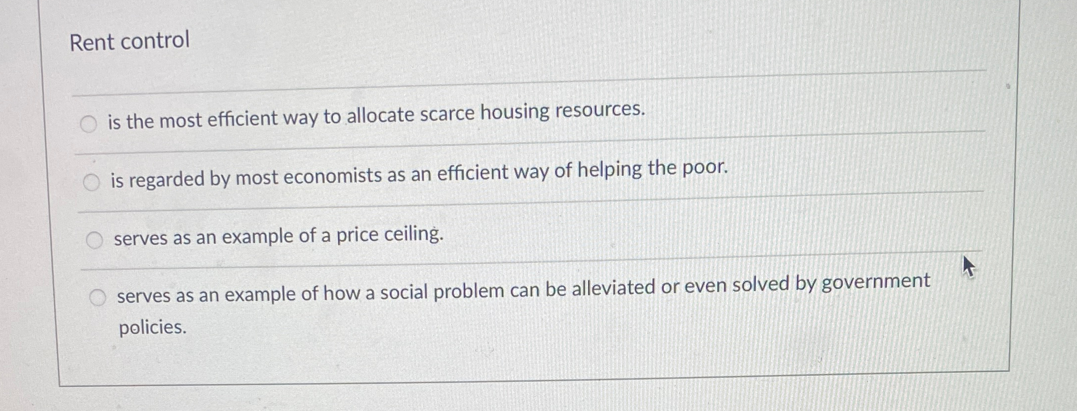 Solved Rent controlq,is the most efficient way to allocate | Chegg.com