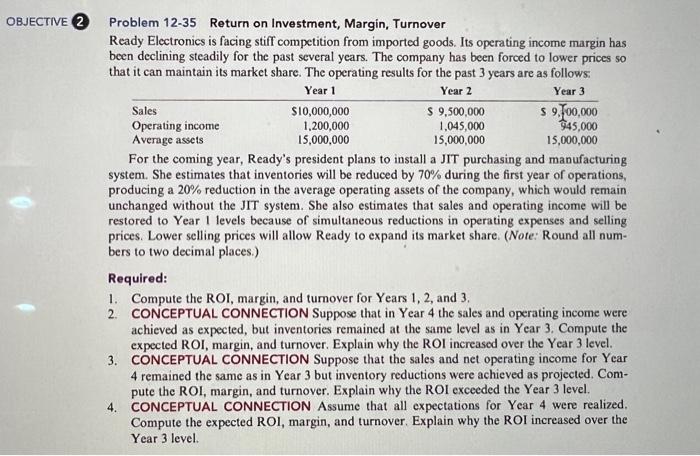 Solved Problem 12-35 Return on Investment, Margin, Turnover | Chegg.com