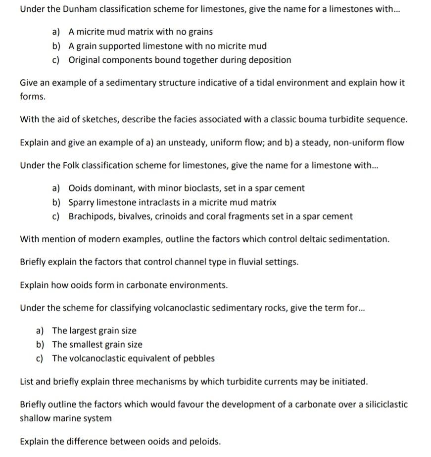 Solved Under the Dunham classification scheme for | Chegg.com