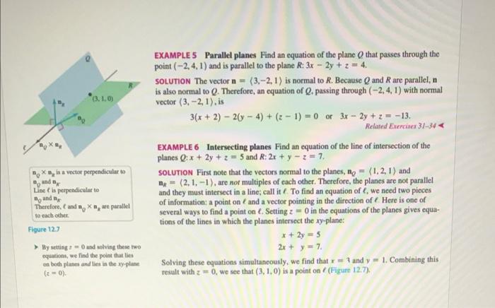 Solved *0.1.0 EXAMPLES Parallel planes Find an equation of | Chegg.com