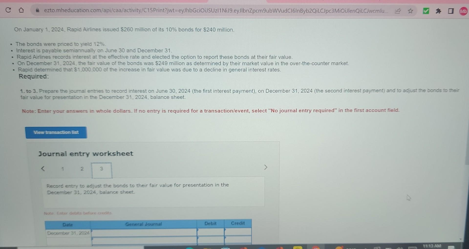 Solved On January 1, 2024, Rapid Airlines issued $260 | Chegg.com
