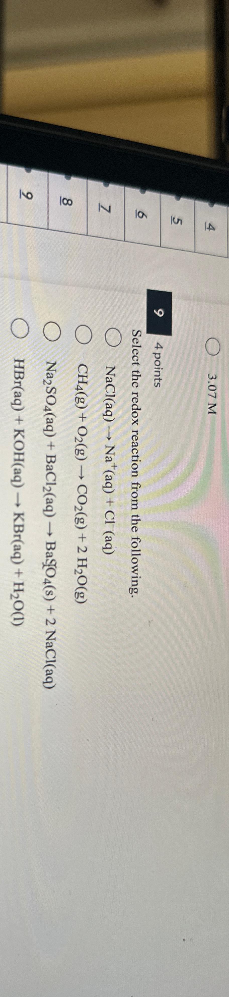 Solved Select the redox reaction from the | Chegg.com