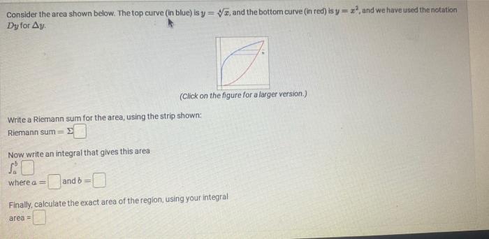 Solved Consider the area shown below. The top curve (in | Chegg.com