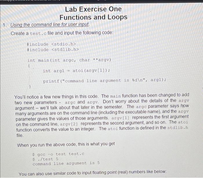 Solved Lab Exercise One Functions and Loops 1. Using the | Chegg.com