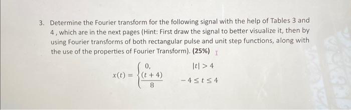 Solved Determine the Fourier transform for the following | Chegg.com