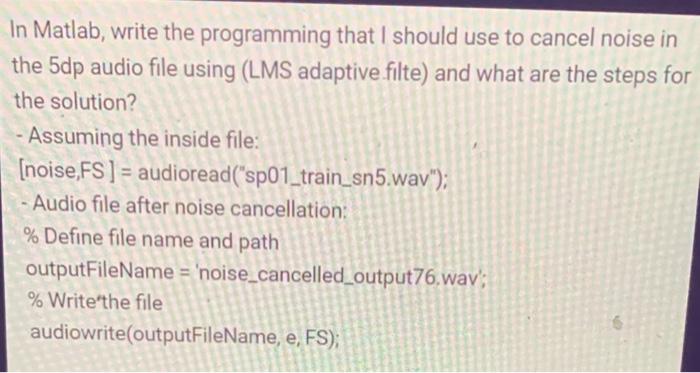 Solved In Matlab, write the programming that I should use to | Chegg.com