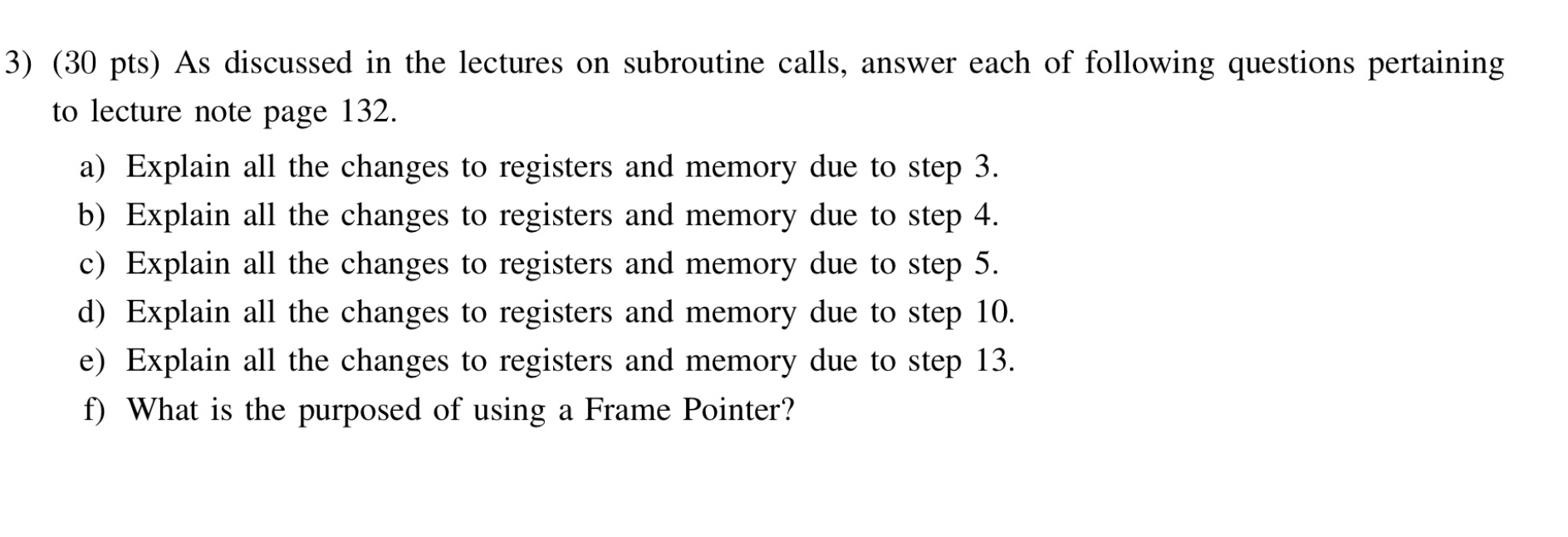 Solved (30 ﻿pts) ﻿As discussed in the lectures on subroutine | Chegg.com