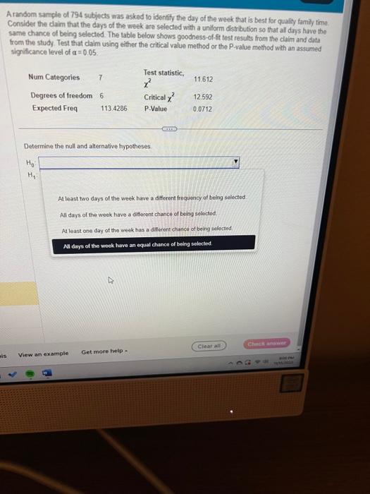 Solved A random sample of 794 subjects was asked to identify | Chegg.com
