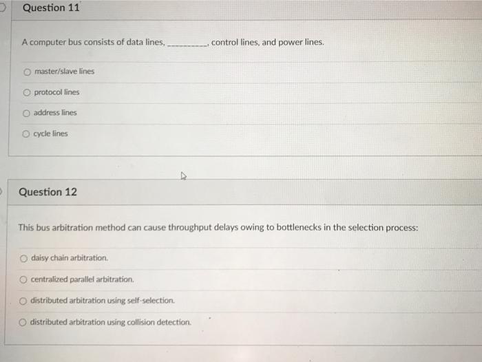 Solved Question 11 A computer bus consists of data lines, | Chegg.com