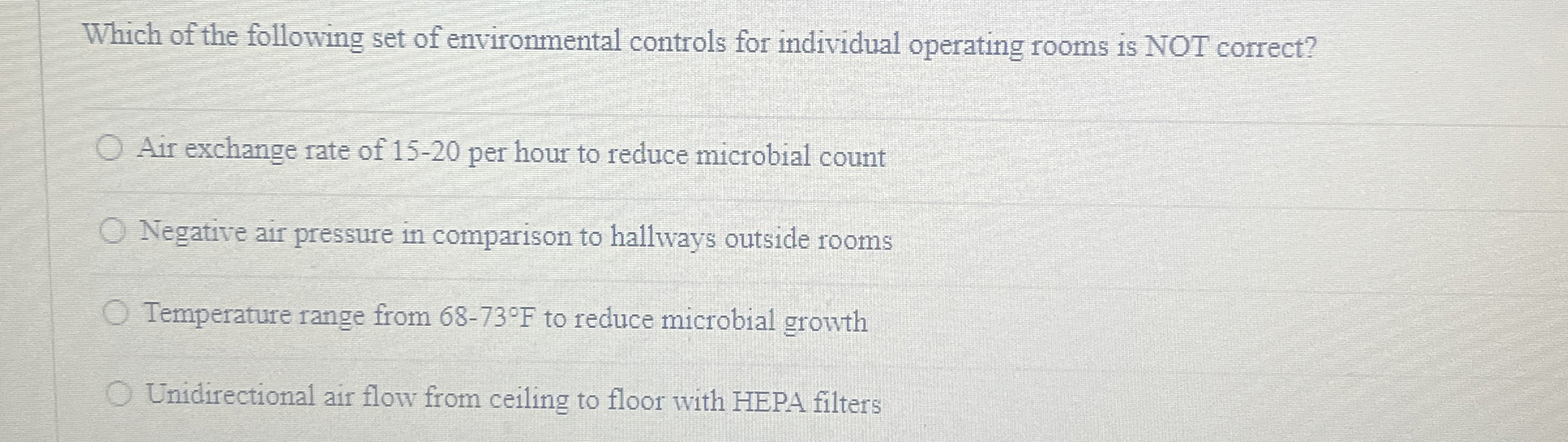Solved Which of the following set of environmental controls | Chegg.com