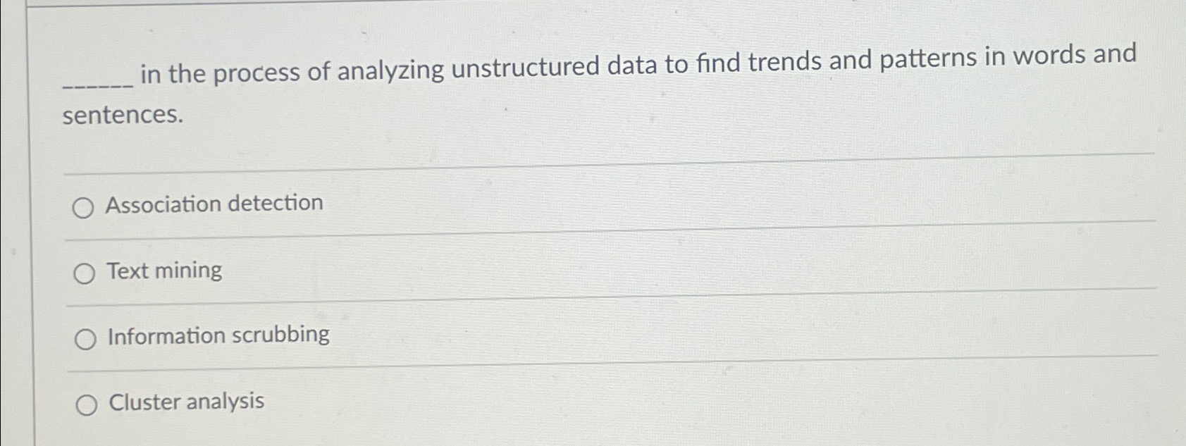 Solved in the process of analyzing unstructured data to find | Chegg.com