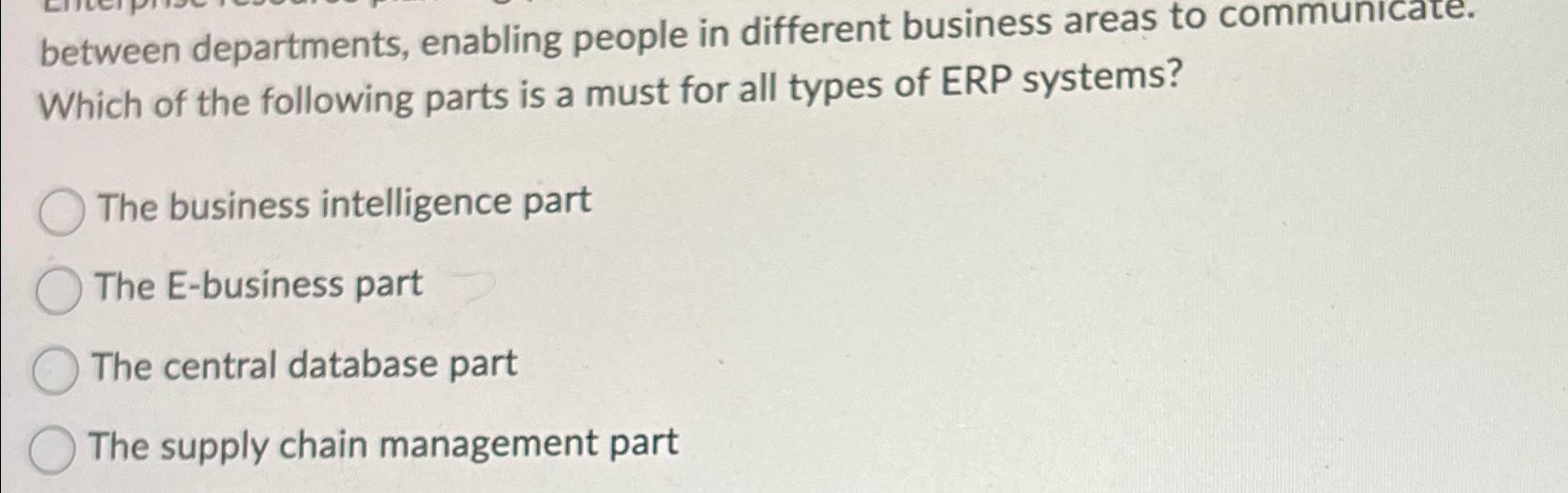 Solved between departments, enabling people in different | Chegg.com