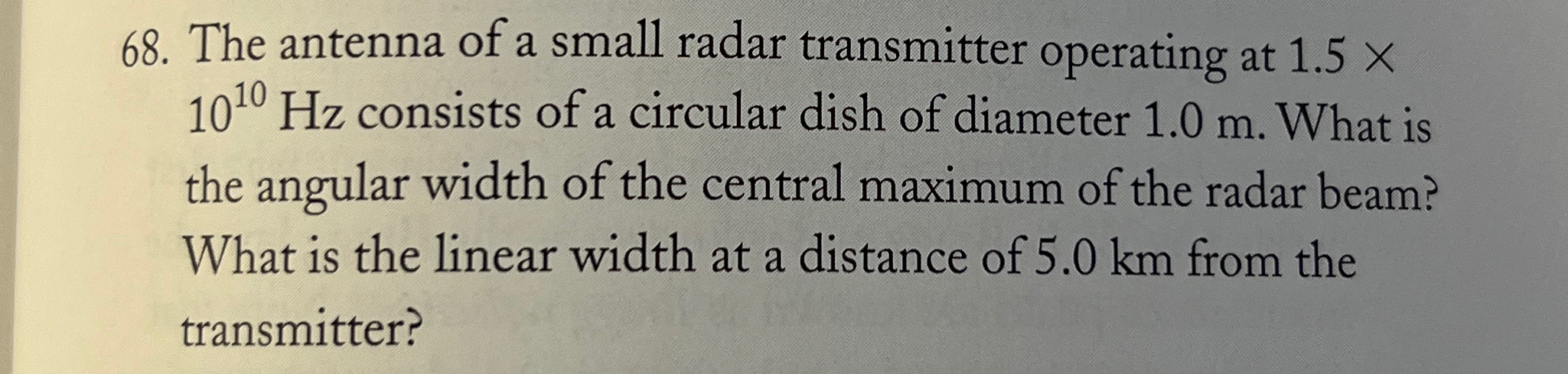 Solved The antenna of a small radar transmitter operating at | Chegg.com