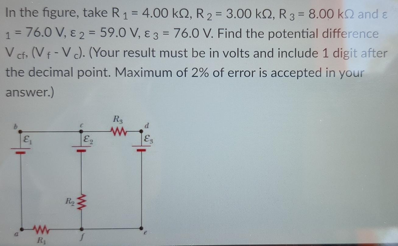 Solved In the figure, take R1 = 4.00 k, R2 = 3.00 k2, R3 = | Chegg.com