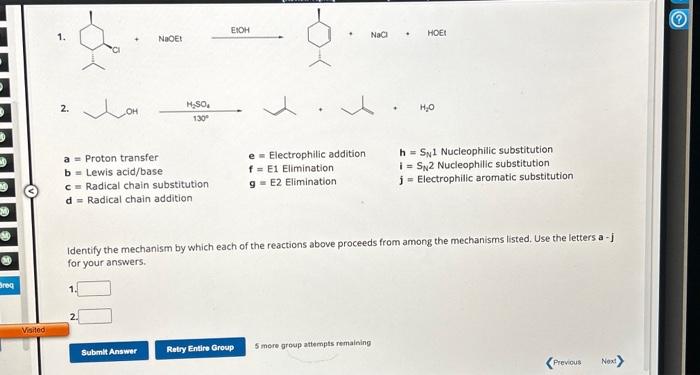Solved 1. ENOH 2. a= Proton transfer e= Electrophilic | Chegg.com