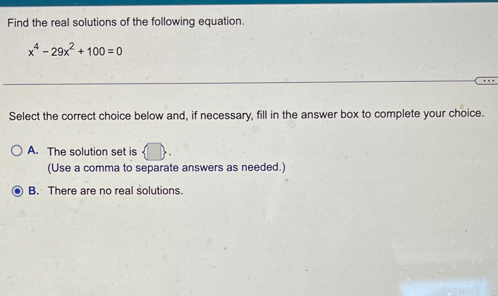 Solved Find the real solutions of the following | Chegg.com