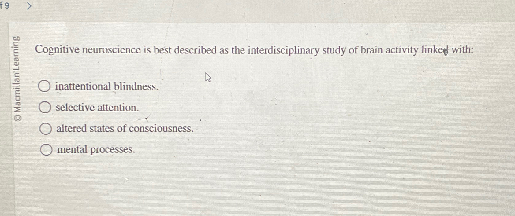 Solved inattentional blindness.selective attention.altered | Chegg.com