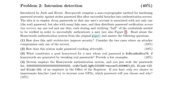 Solved Problem 2: Intrusion detection (40%) Introduced by | Chegg.com