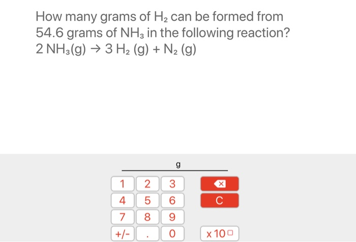 Solved How many grams of H2 can be formed from 54.6 grams of | Chegg.com