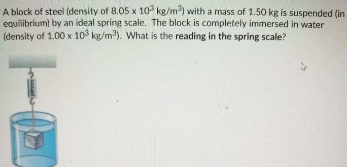 Solved A block of steel (density of 8.05 x 103 kg/m3) with a | Chegg.com