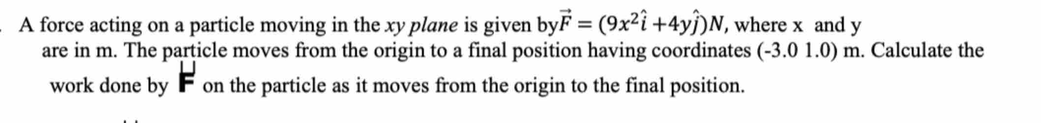 Solved A force acting on a particle moving in the xy ﻿plane | Chegg.com