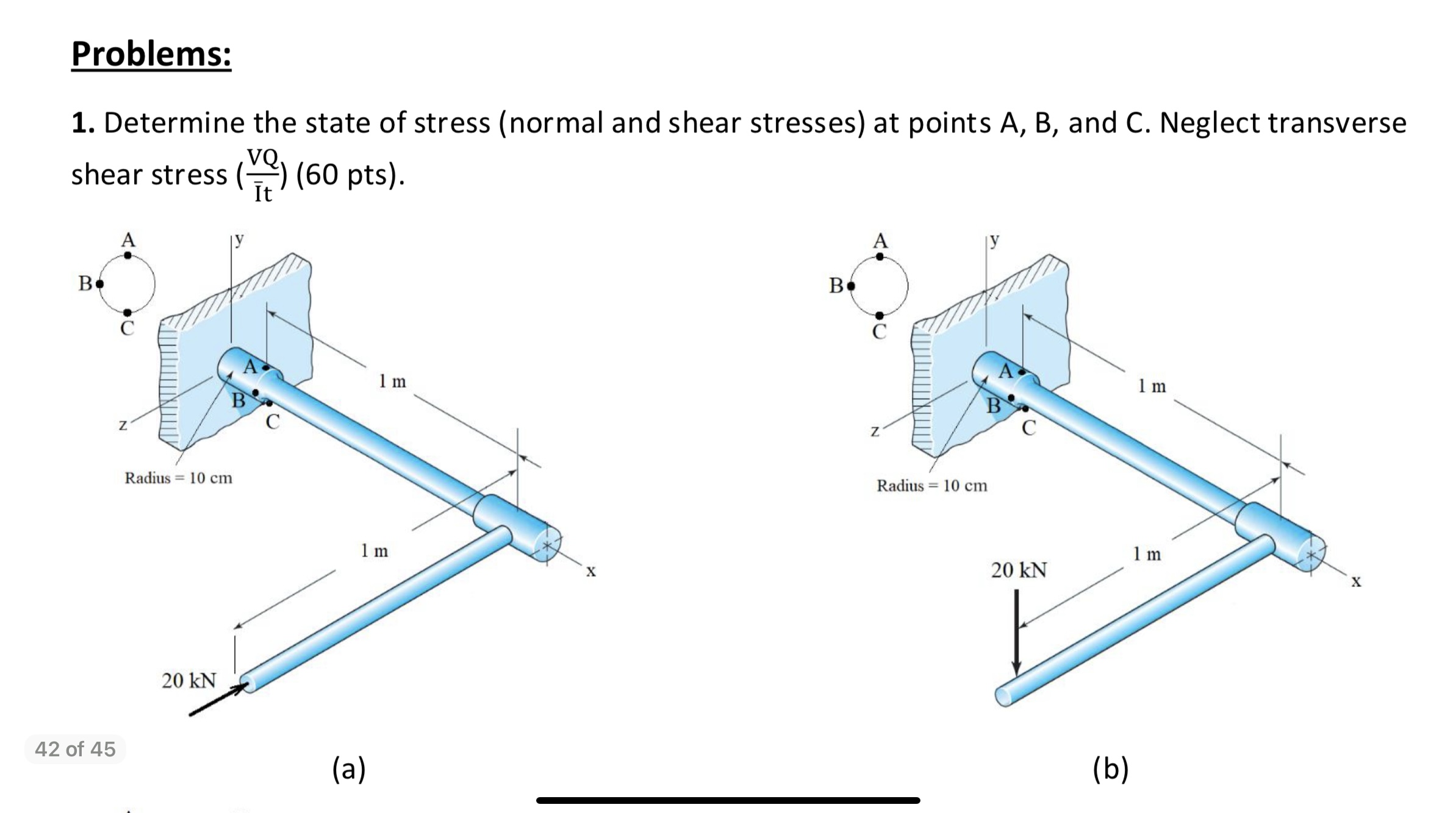 Solved Problems:Determine the state of ﻿stress (normal ﻿and | Chegg.com