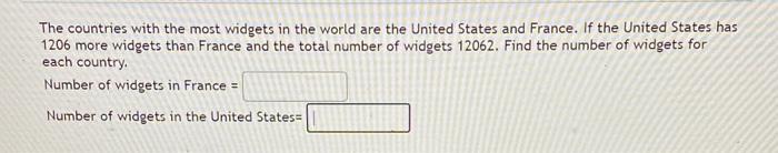 Solved The countries with the most widgets in the world are | Chegg.com