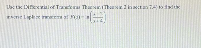 Solved Use the Differential of Transforms Theorem (Theorem 2 | Chegg.com